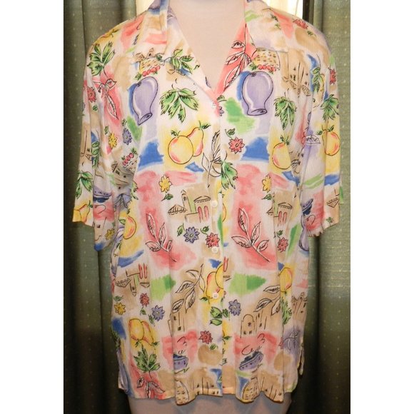 Koret | Tops | Koret Francisca Size Xl Rayon Blend Buttoned Tropical ...